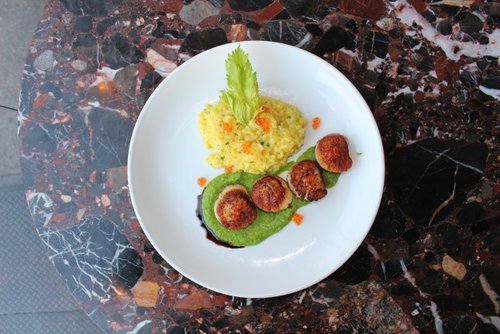 Marcus Samuelsson: Saffron Risotto With Sea Scallops And Pea Puree From ...